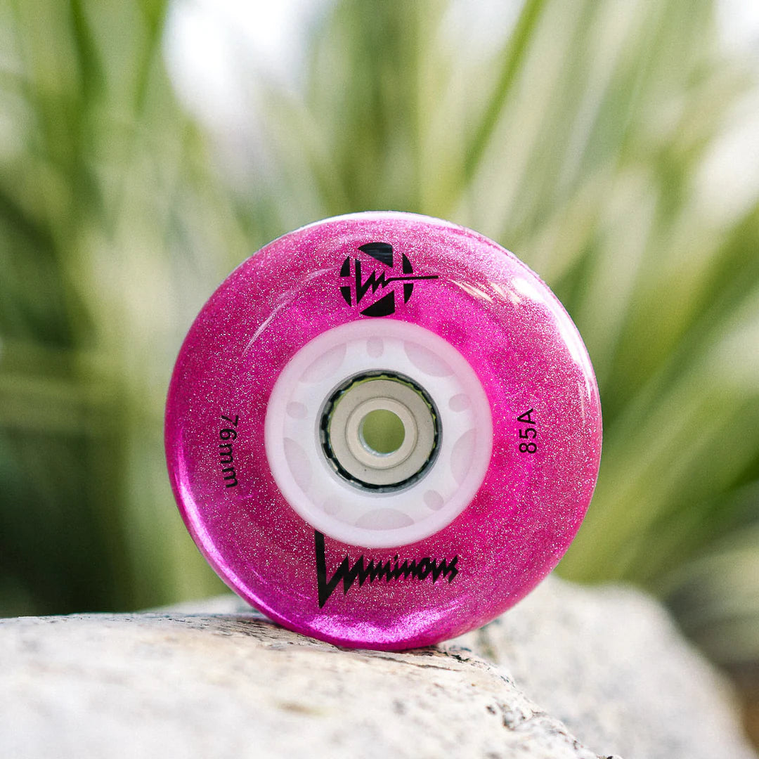 LUMINOUS - 76mm - LED GLITTER WHEEL - Pink – Shred City Skates